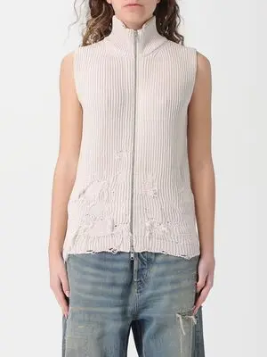 MAISON MARGIELA MM6 Maison Margiela Ribbed Knit Vest With Distressed Detailing Grey