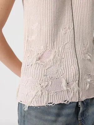 MAISON MARGIELA Ribbed Knit Vest With Distressed Detailing - Grey