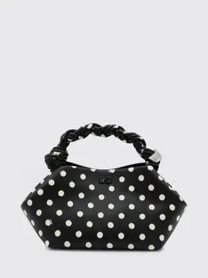 GANNI Polka Dot Handbag With Twisted Top Handle - Black