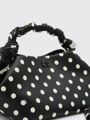 GANNI Polka Dot Handbag With Twisted Top Handle - Black