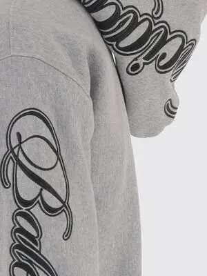 Balenciaga Embroidered Logo Zip Hoodie - Grey
