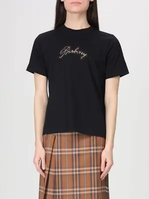 Burberry Cotton T-shirt With Contrasting Logo - Black