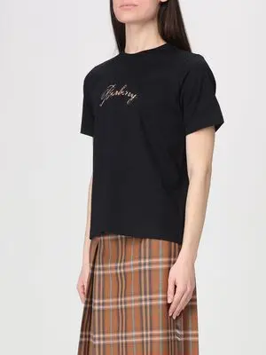 Burberry Cotton T-shirt With Contrasting Logo - Black