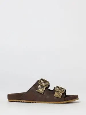 Burberry Checked Buckled Heeled Sandals - Black