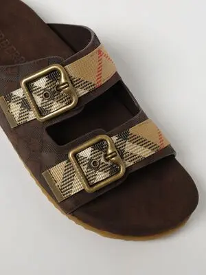Burberry Checked Buckled Heeled Sandals