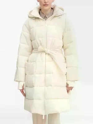 Armani Exchange Hooded Quilted Belted Coat - Neutrals