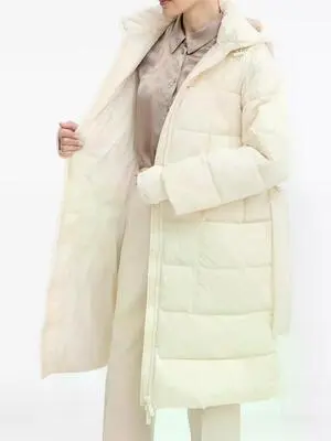 Armani Exchange Hooded Quilted Belted Coat - Neutrals