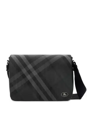 Burberry Check Pattern Messenger Bag - Grey