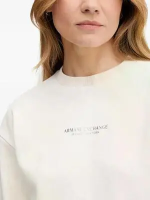Armani Exchange Crew Neck Sweatshirt With Logo Detail - Neutrals