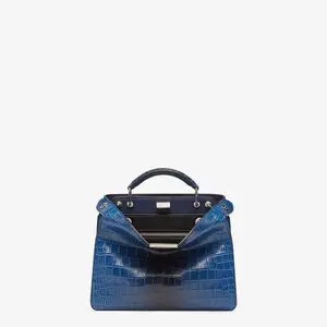 Fendi Peekaboo Iseeu Mini Matt Crocodile Bag - Blue