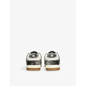 Amiri Skel Stud Denim And Suede Trainers - Blk/other