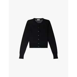 Sandro Cropped Padded-collar Cotton-blend Cardigan