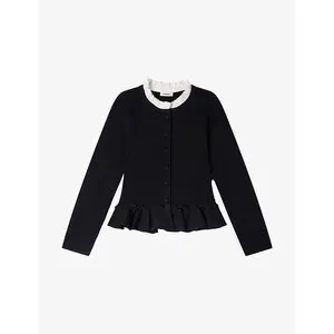 Sandro Stretch-knit Cardigan With Removable Collar