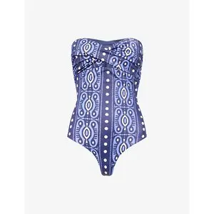 Johanna Ortiz Strapless One-piece Swimsuit - Navy/ecru