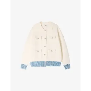 Sandro Denim-hem Knitted Cardigan