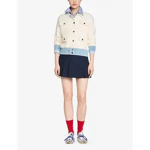 Sandro Denim-hem Knitted Cardigan