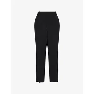 Vince Mid-rise Tapered-leg Stretch-woven Trousers - Black