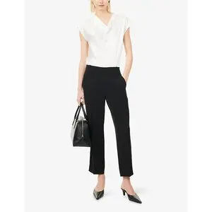 Vince Mid-rise Tapered-leg Stretch-woven Trousers - Black