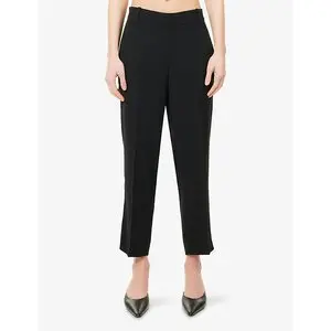 Vince Mid-rise Tapered-leg Stretch-woven Trousers - Black
