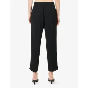 Vince Mid-rise Tapered-leg Stretch-woven Trousers - Black