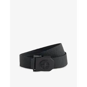 Stone Island Compass Buckle Woven Belt - Black
