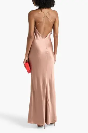 Michelle Mason Draped Silk-satin Gown - Blush
