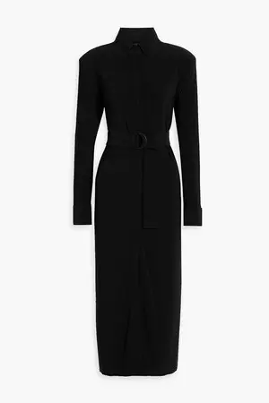 Norma Kamali Belted Stretch-jersey Maxi Shirt Dress