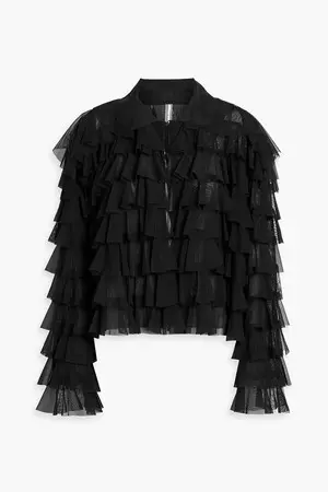 Norma Kamali Ruffled Stretch-mesh Jacket