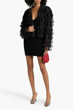 Norma Kamali Ruffled Stretch-mesh Jacket