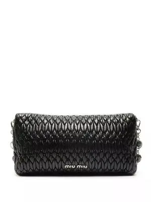 Miu Miu 2010s Matelasse Crystal Shoulder Bag - Black