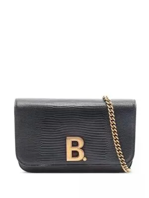 Balenciaga 2010 B Bead Dot Chain Leather Wallet - Black