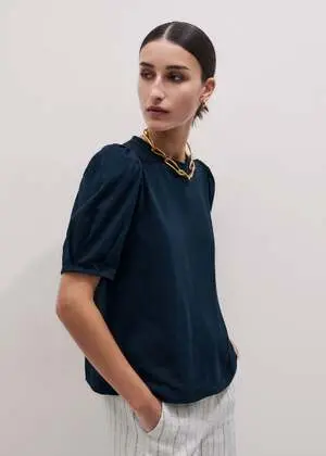 ME+EM Pouf Sleeve Swing Top - Navy