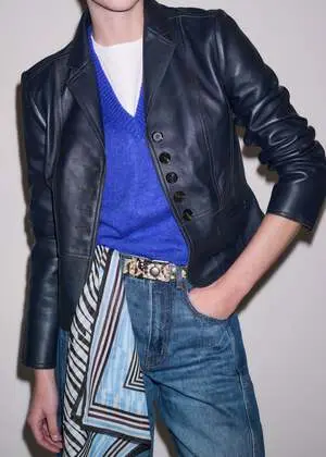 ME+EM Leather Luxe Short Fitted Blazer