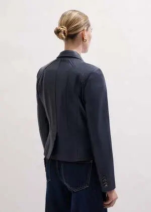 ME+EM Leather Luxe Short Fitted Blazer