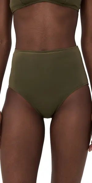 NILI LOTAN High-waisted Bikini Bottom - Olive Green