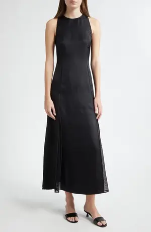 Loulou De Saison Iraka Silk Twill Midi Dress - Black