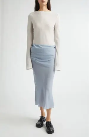 RIER Draped Bias-cut Wool Skirt