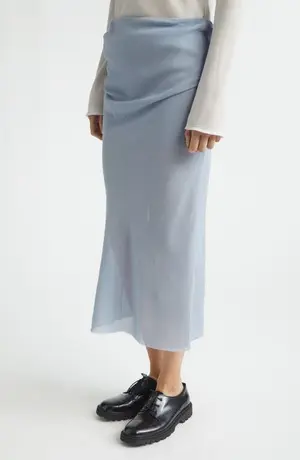 RIER Draped Bias-cut Wool Skirt