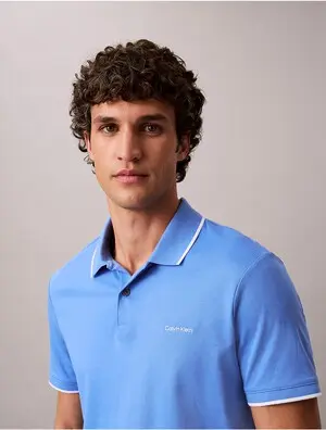 Calvin Klein Liquid Touch Tipped Polo Shirt - Blue Twilight