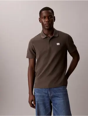 Calvin Klein Woven Monologo Classic Polo Shirt - Beluga