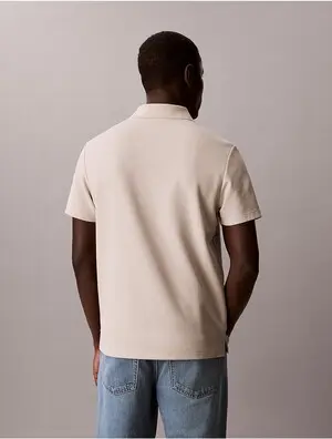 Calvin Klein Woven Monologo Classic Polo Shirt - Unbleached