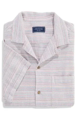 Vineyard Vines Coral Stripe Cotton Camp Shirt