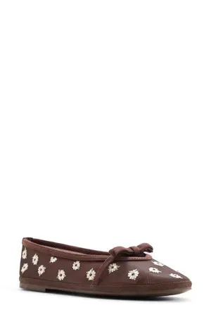 Aldo Aurabella Embellished Ballet Flat - Brown/flower