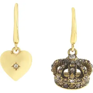 Kurt Geiger Crown & Heart Mismatched Drop Earrings - Gold/crystal