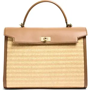 ANYA HINDMARCH Mortimer Leather & Raffia Top Handle Bag