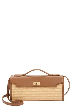 ANYA HINDMARCH Mortimer Raffia & Leather Clutch