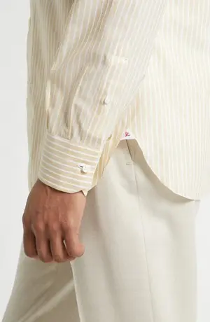 Isaia Stripe Cotton & Linen Button-up Shirt