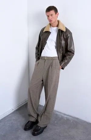 Topman Belted Houndstooth Trousers