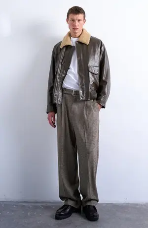 Topman Belted Houndstooth Trousers