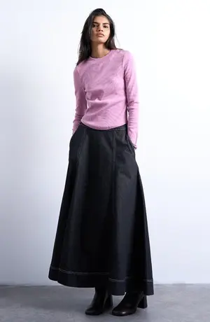 Topshop Long Sleeve Ribbed Top - Pink